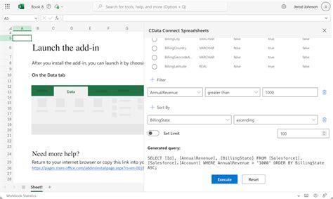 Access Live Data In Excel For The Web Excel 365online Through Connect Spreadsheets