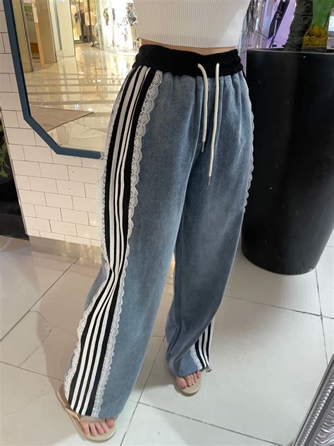 타미 레이스 3줄트랙 데님팬츠 중청블랙 트랙팬츠추천 세줄팬츠 데님팬츠추천 밴딩팬츠추천