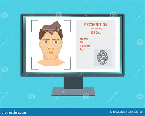 Face Recognition On Screen Monitor Computer Concept Vector Stock Vector Illustration Of