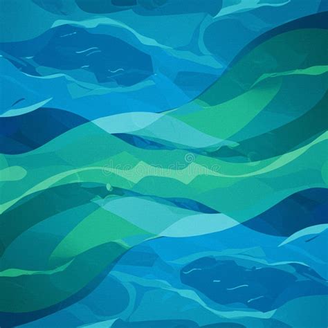 Abstract Digital Art Featuring Interwoven Flowing Curves In Shades Of Blue Green Stock