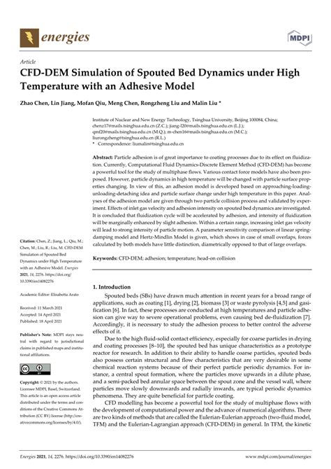 Pdf Cfd Dem Simulation Of Spouted Bed Dynamics Under High Temperature