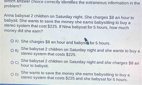 Solved Which Answer Choice Correctly Identifies The Extraneous