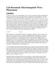 Online Electromagnetic Waves Lab Pdf Lab Document Electromagnetic Wave Phenomena I