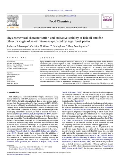 Physicochemical Characterisation And Oxidative Stability Of Fish Oil