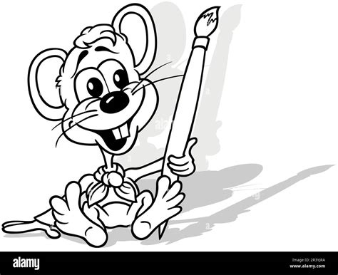 Drawing Of A Mouse With A Brush In Its Paw Stock Vector Image And Art Alamy