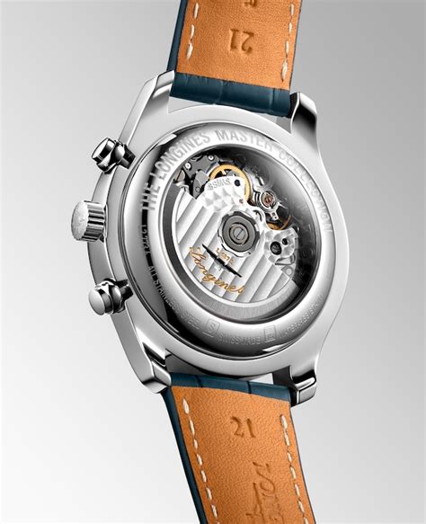 Longines Master Collection Chrono Moonphase 오토매틱 스테인리스 스틸 선레이 블루 다이얼과 스트랩 Longines Kr