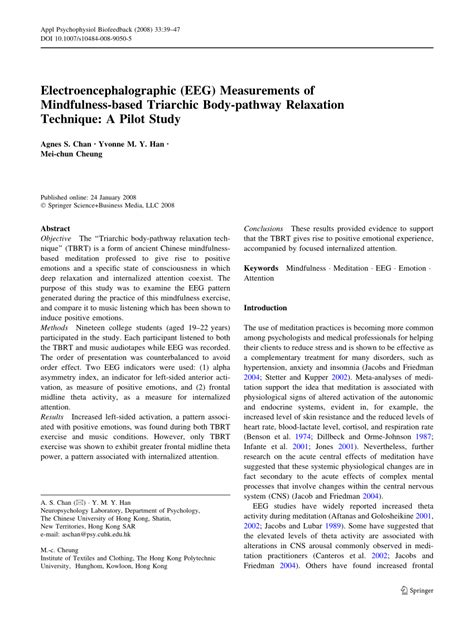 Pdf Electroencephalographic Eeg Measurements Of Mindfulness Based Triarchic Body Pathway
