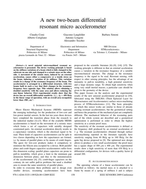 Pdf A New Two Beam Differential Resonant Micro Accelerometer