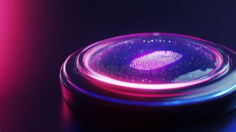 A Holographic Fingerprint Scanner Glowing On A Futuristic Device Stock Illustration
