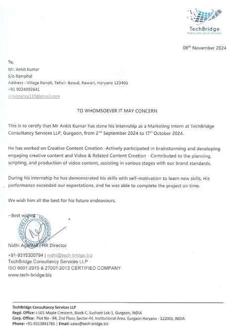 Ankit Kumar On Linkedin Internship Marketing Growth Professionaljourney Thankyou Techbridge