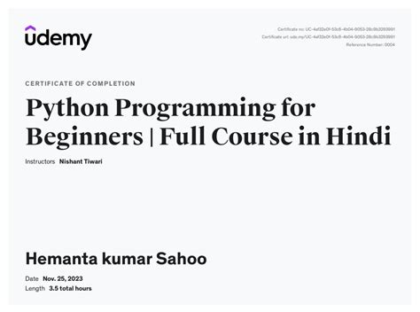 Hemanta Kumar Sahoo On Linkedin Udemy Course Completion Certificate