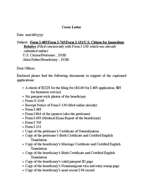 Cover Letter I 485 Descargar Gratis Pdf International Law Government