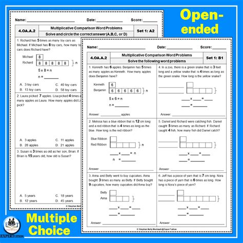 multiplicative comparison word problems worksheets set 1 expertuition