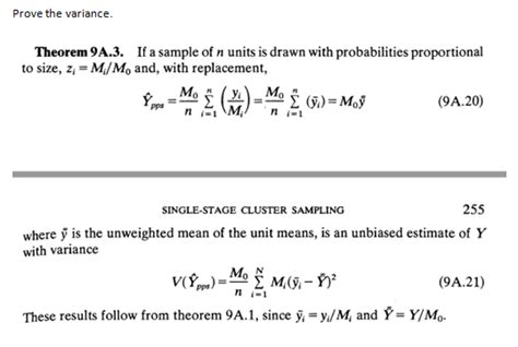 Solved Prove The Variance Theorem 9A 3 If A Sample Of N Chegg Com