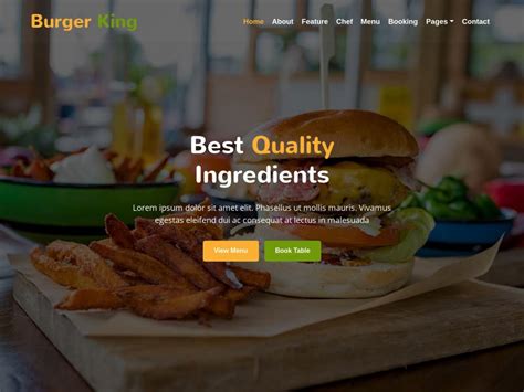 Plantilla Web Simple Gratuita Burger King Plantillas Html Gratuitas