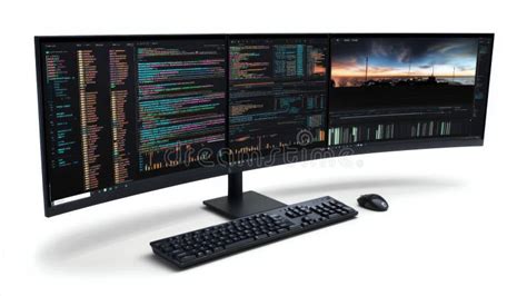 A Sleek Dual Monitor Setup Displaying Vibrant Data And Code Perfect