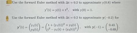 Solved Use The Forward Euler Method With Δt 0 2 ﻿to
