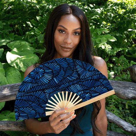 Lily Lark Bamboo Hand Fan In Spiral Circles Print