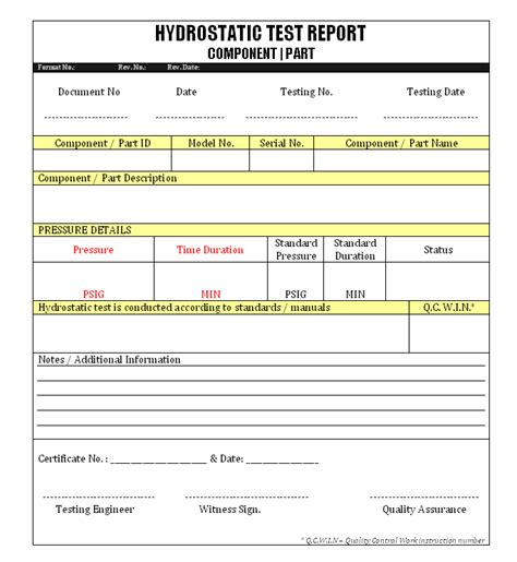 Hydrostatic Test On Components Engineering Standards