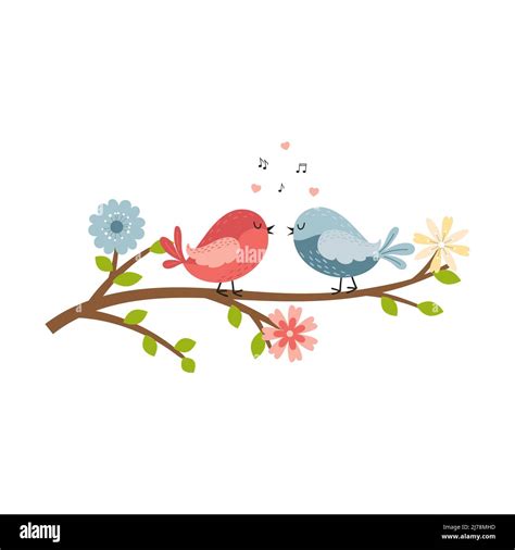 Cute Cartoon Love Birds