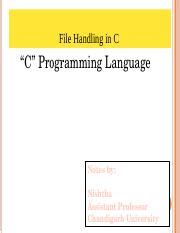 File Handling Pptx File Handling In C C Programming Language Notes By Nishtha Assistant