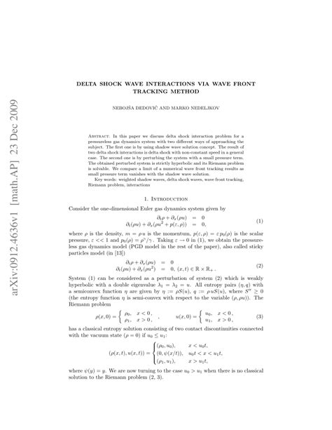 pdf delta shock wave interactions via wave front tracking method