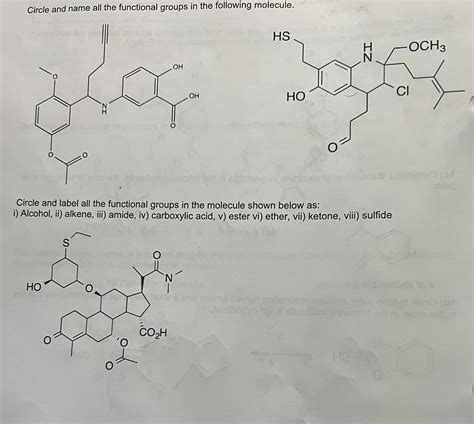 Solved Circle And Name All The Functional Groups In The