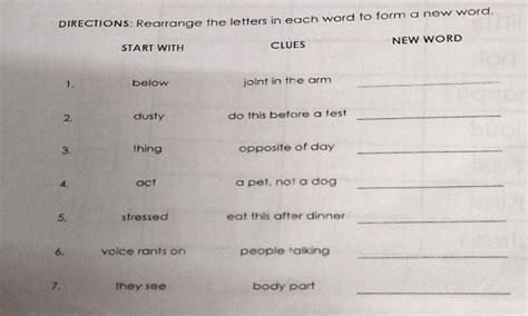 DIRECTIONS Rearrange The Letters In Each Word StudyX