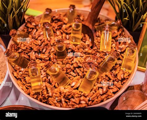 Walnut Oil In Glass Of Bottle Whole Big Peeled Walnut Kernel Without Shell Oil And Nuts