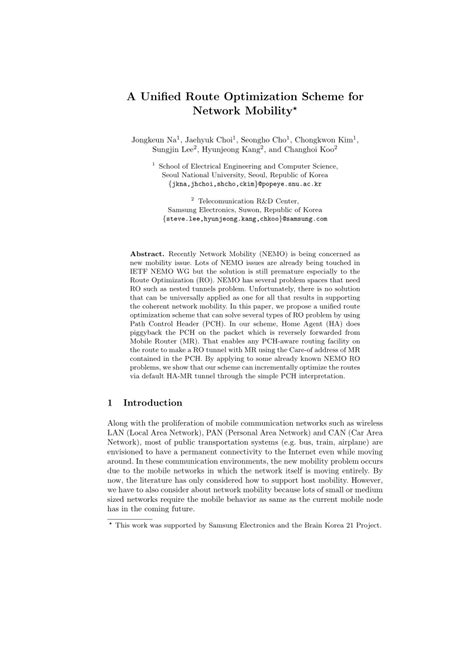 Pdf A Unified Route Optimization Scheme For Network Mobility