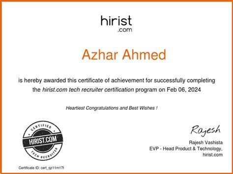 azhar ahmed on linkedin techrecruitment certificationcomplete