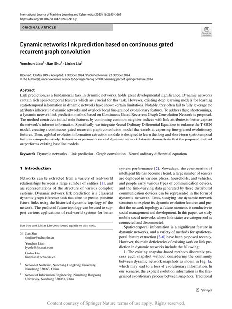 Dynamic Networks Link Prediction Based On Continuous Gated Recurrent Graph Convolution Request Pdf