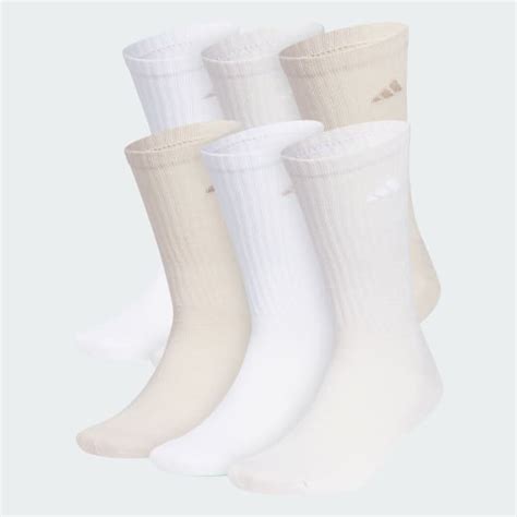 Adidas Athletic Cushioned Crew Socks 6 Pairs White Free Shipping