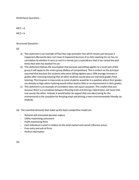 ECON Tutorial Answers Microeconomic Principles Victoria University Studocu