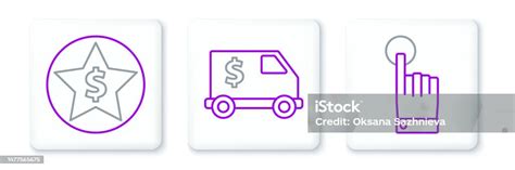 세트 라인 손 터치 및 탭 제스처 스타 달러 및 장갑차 아이콘 벡터 모던 양식에 대한 스톡 벡터 아트 및 기타 이미지 모던 양식 수도꼭지 아이콘 Istock