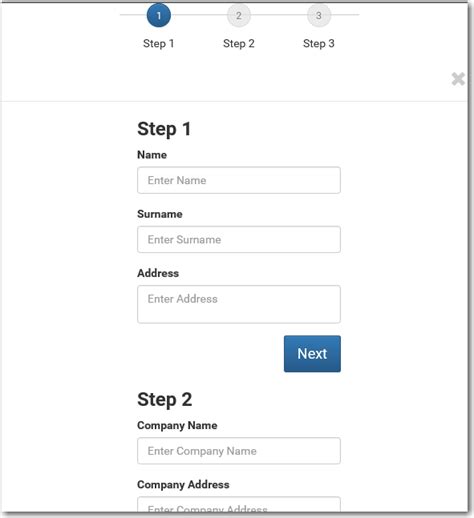 Javascript Overlay Registration Form With Steps Stack Overflow