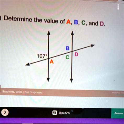 Solved Please Help With This Question Determine The Value Of A B €and D B 1079 A C