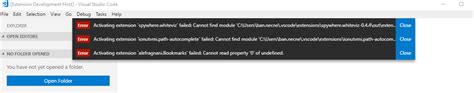 Error When Activated Without Workspace Folder Open Issue Alefragnani Vscode Bookmarks