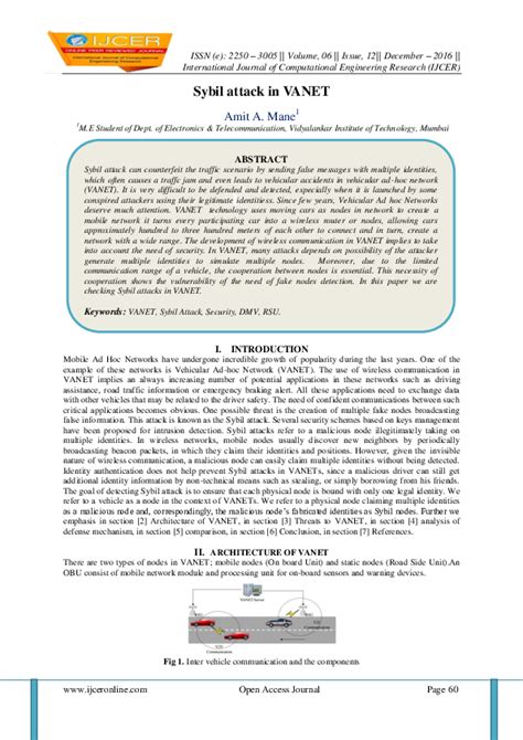 Pdf Sybil Attack In Vanet