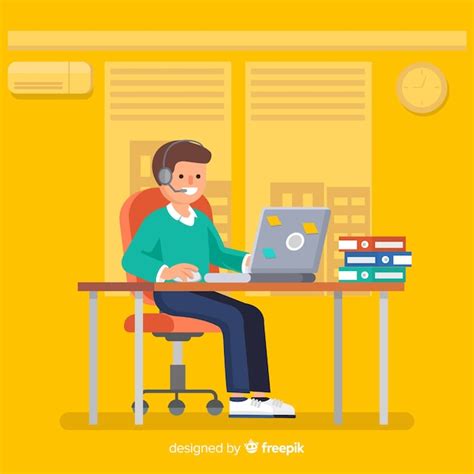 콜 센터 에이전트 개념 무료 벡터