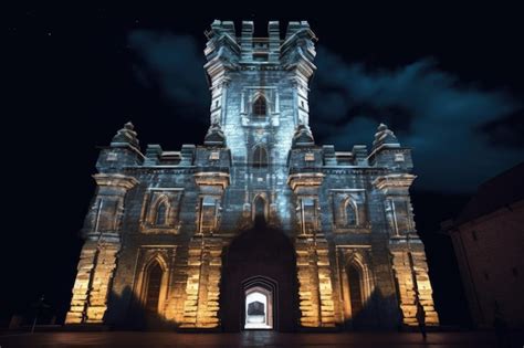 premium ai image d projection mapping on a historic monument created with generative ai