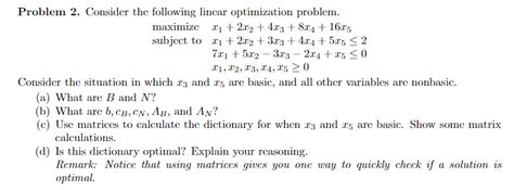solved problem 2 consider the following lincar optimization