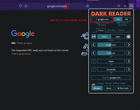 Bug Cannot Set Website To Light Mode When The Ends With A Issue Darkreader