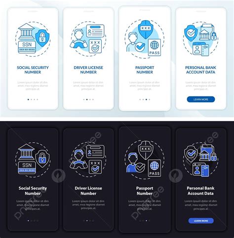 Onboarding Layar Aplikasi Seluler Untuk Data Yang Sangat Sensitif Dengan Mode Siang Dan Malam