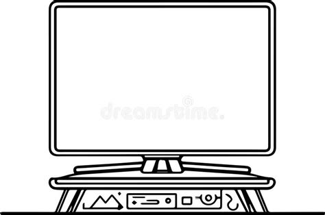 Black Line Art Monitor Electronic Art Hand Drawn Illustration Stock Illustration Illustration