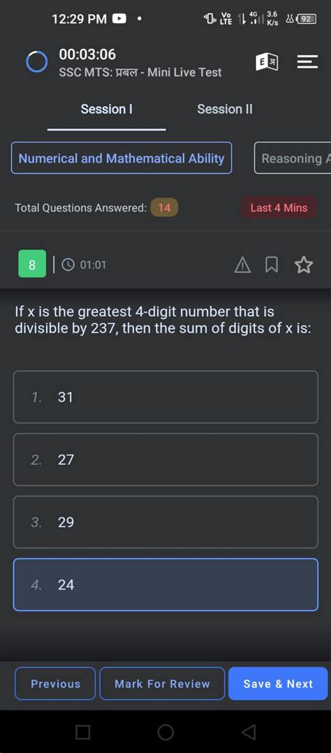 If X Is The Greatest 4 Digit Number That Is Divisible By 237 Then The Su