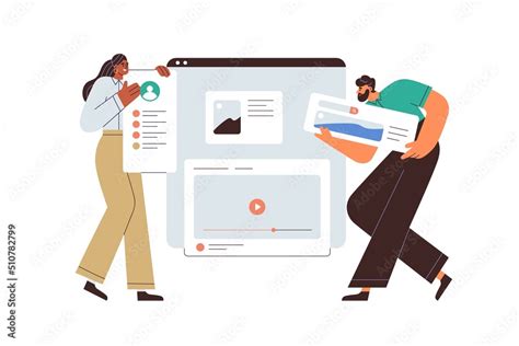 Ui Ux Designers Designing Web Site Page Interface Creating Content Layout With Visual Elements