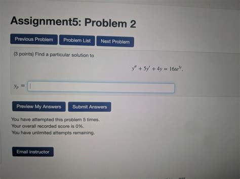 Solved Assignment5 Problem 2 Previous Problem Problem List