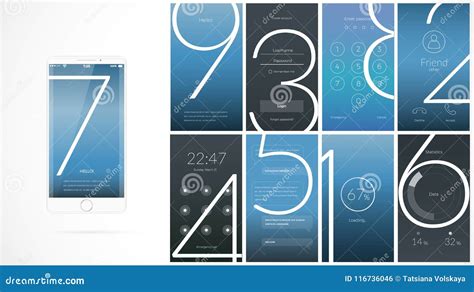 Modern Ui Screen Design For Mobile App With Web Icons Stock Vector Illustration Of Isolated