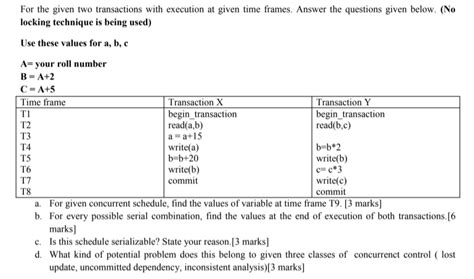 solved ti for the given two transactions with execution at